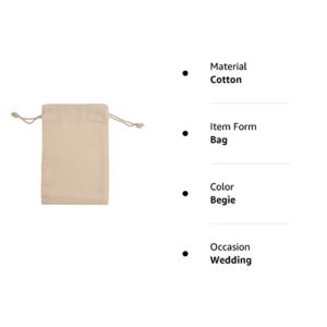 KUPOO 50PS Cotton Bags Cotton Muslin Bags Drawstring Muslin Bag for Wedding Party Favor and DIY Craft (5x7 Inch)