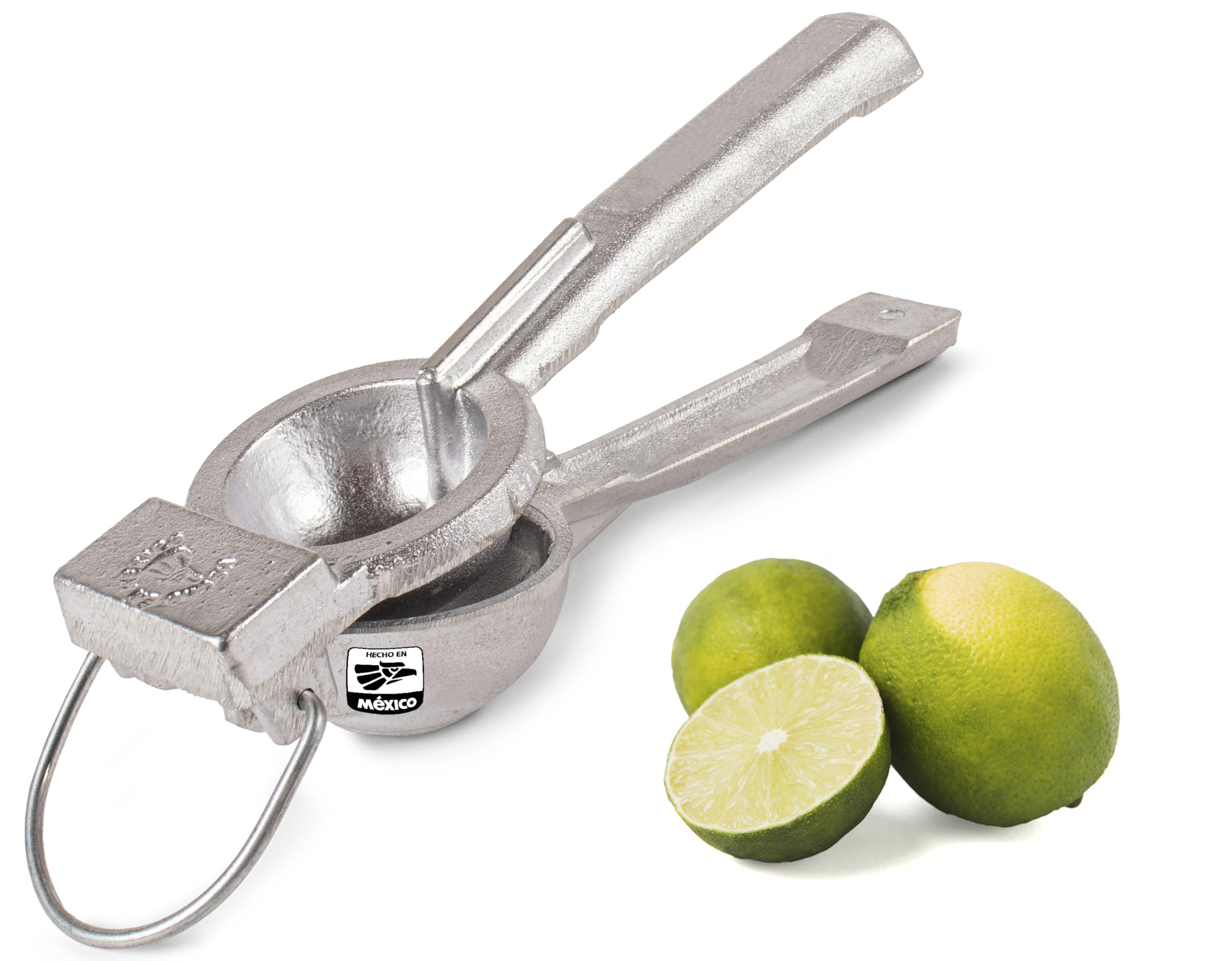 Genuine Made in Mexico Lemon Squeezer Premium Cast Aluminum Lemon Lime Squeezer, Heavy Duty, Manual Press Lime Juicer and Citrus Press, Commercial Grade, Exprimidor de Limon (2.4") (Large)