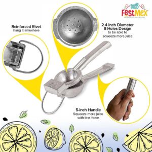 Genuine Made in Mexico Lemon Squeezer Premium Cast Aluminum Lemon Lime Squeezer, Heavy Duty, Manual Press Lime Juicer and Citrus Press, Commercial Grade, Exprimidor de Limon (2.4") (Large)