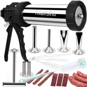 mtogalt upgrade stainless steel 2 lb large capacity jerky gun kit beef deer jerky sausage stuffer meat gun jerky marker shooter jerky kits sausage gun machine with nozzles brushes & meat pusher