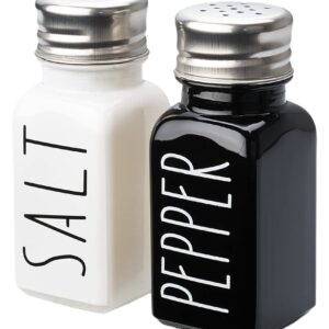 Salt And Pepper Shakers Set,Farmhouse Salt Shaker,Kitchen Decor For Home Restaurants Wedding, Cute Salt Shaker,Modern Farmhouse Decor,Glass Salt And Pepper Shakers Set Letters No Rubbing Off(BLACK)