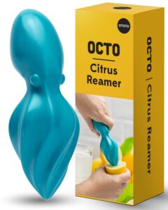 octo lemon juicer hand by ototo - easy to hold lemon squeezer manual for lemon, lime, oranges - bpa free, dishwasher safe citrus juicer hand press manual - fun kitchen gadgets & tools