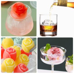 Rose Ice Mold, Silicone Ice Cube Tray Rose Ice Molds for Cocktails Mimosas Whiskey Ice Cube Trays for Freezer