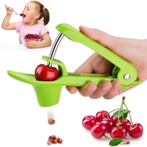 cherry pitter tool, olive pitter tool, cherry pitter remover stoner corer tool with space-saving lock design cherry pitter suitable for make fresh cherry dishes, cherries pie,jam cocktail cherries