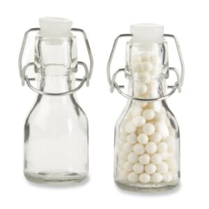 kate aspen mini 2.5 oz glass bottle with swing top (set of 12) - great for party favors, extracts, limoncello, olive oil, hot sauce, vanilla extract, potion bottles