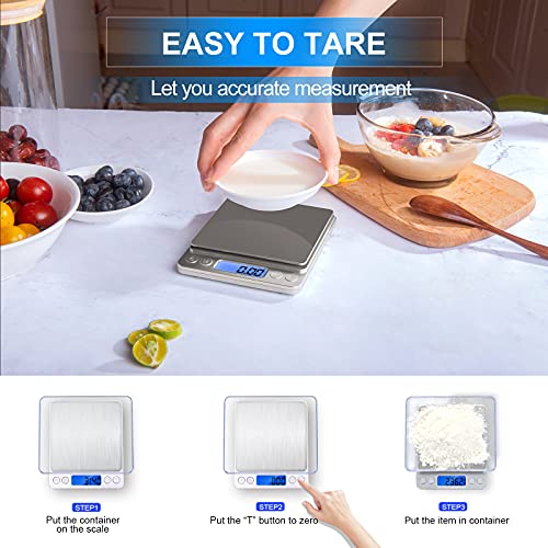 Gram Scale Small Digital Food Scale, 500g by 0.01Gram/0.001Ounce, Accurate Weighting, MEIYA Multifunction Kitchen Scale for Jewelry/Baking/Soap, 9 Units, Tare Function, LCD Display, Including Battery