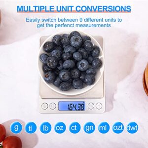 Gram Scale Small Digital Food Scale, 500g by 0.01Gram/0.001Ounce, Accurate Weighting, MEIYA Multifunction Kitchen Scale for Jewelry/Baking/Soap, 9 Units, Tare Function, LCD Display, Including Battery