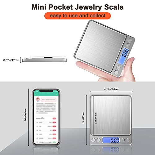 Gram Scale Small Digital Food Scale, 500g by 0.01Gram/0.001Ounce, Accurate Weighting, MEIYA Multifunction Kitchen Scale for Jewelry/Baking/Soap, 9 Units, Tare Function, LCD Display, Including Battery