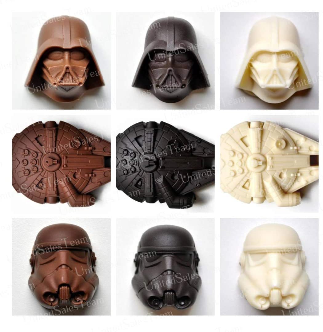 INKU Star wars silicone mold set Star wars ice and chocolate cubes: Stormtrooper, Darth Vader, X-Wing Fighter, Millennium Falcon, R2-D2, Han Solo, Boba Fett, Death Star