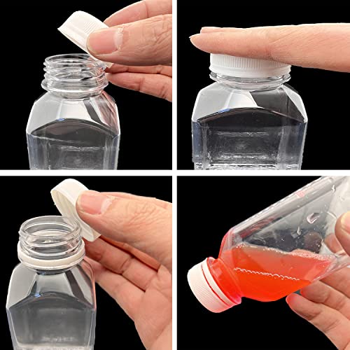 MYYZMY 3 Pcs 8 Ounce Plastic Juice Bottles, Reusable Bulk Beverage Containers for Juice, Milk and Other Beverages, White lid