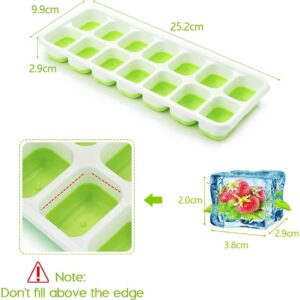 Ice Cube Trays, Silicone Easy-Release and Flexible 14-Ice Trays with Spill-Resistant Removable Lid, BPA Free, Durable and Dishwasher Safe, 2 Pack