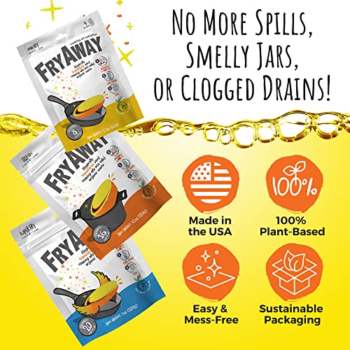 FryAway Super Fry Cooking Oil Solidifier, Solidifies up to 20 Cups - Plant-Based Cooking Oil SolidifierPowder that Turns Used Oil to Hard Oil and Organic Waste - Easy to Use, Made in the USA