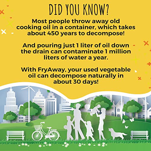 FryAway Super Fry Cooking Oil Solidifier, Solidifies up to 20 Cups - Plant-Based Cooking Oil SolidifierPowder that Turns Used Oil to Hard Oil and Organic Waste - Easy to Use, Made in the USA