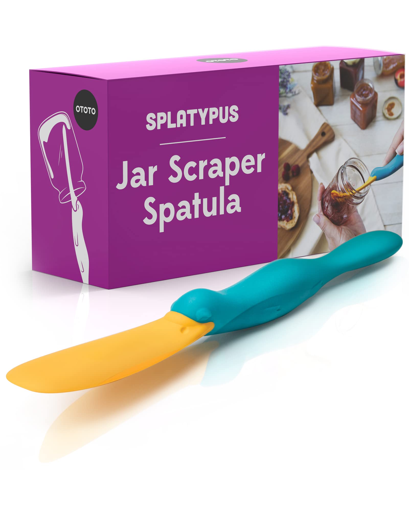 OTOTO Splatypus Jar Spatula for Scooping and Scraping - Unique Fun Cooking Kitchen Gadgets for Foodies - BPA-free & 100% Food Safe - Crepe Spreader