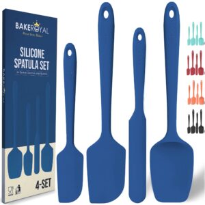 bakeroyal silicone spatula set - 4-piece rubber spatulas silicone heat resistant 600°f for everyday task - seamless design kitchen spatulas for nonstick cookware - silicone kitchen utensils sets