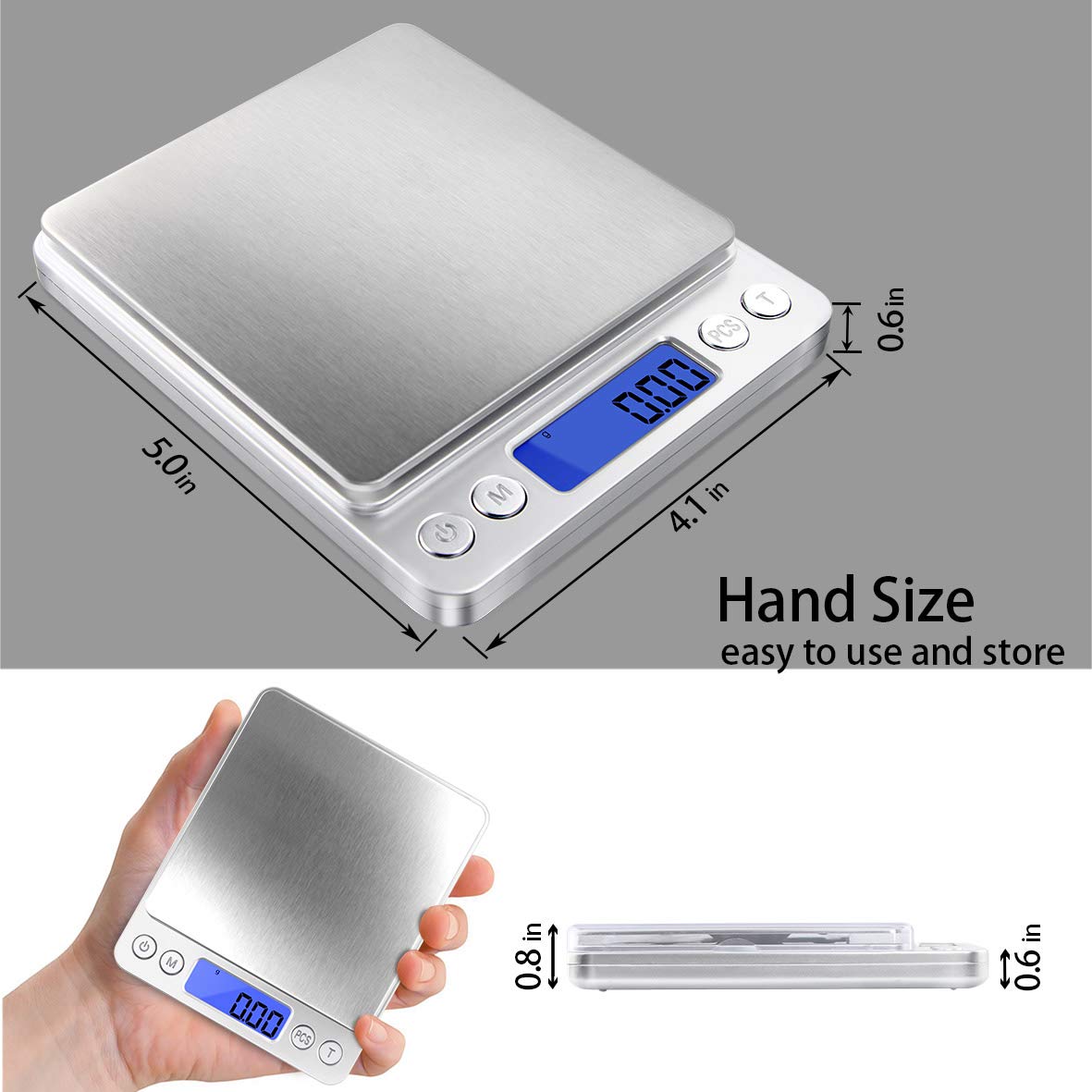 Fuzion Small Kitchen Scale, 500g/ 0.01g Small Gram Weight Scale, Precision Lab Scales Digital Weight Grams and Oz, Digital Gram Scale, Jewelry Scale with LCD, Small Food Scales for Kitchen