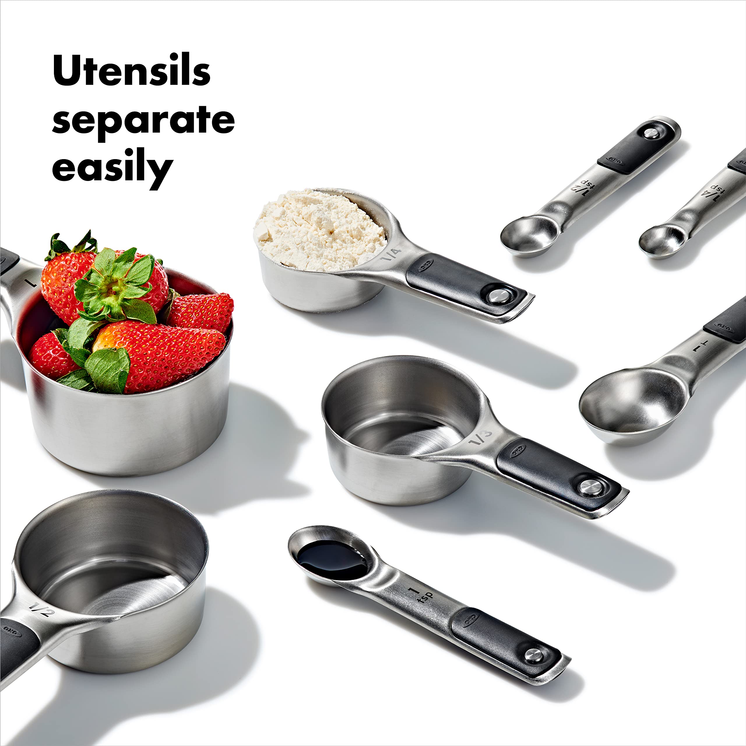 OXO Good Grips Stainless Steel Measuring Cup and Spoon Set + OXO Good Grips 2-Piece Plastic Cutting Board Set