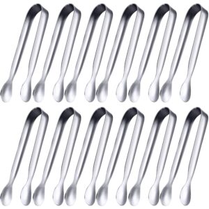 12 pieces sugar tongs ice tongs stainless steel mini serving tongs appetizers tongs small kitchen tongs for tea party coffee bar kitchen (silver, 4.3 inch)