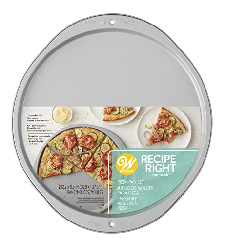 Wilton Recipe Right 12-Inch Pizza Pans, 2-Piece Set, Steel