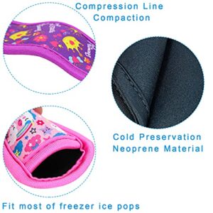 Hzran Ice Pop Sleeves, 8 Pieces Ice Pop Neoprene Insulator Sleeves, Freezer Popsicle Holder Sleeves, Colorful Ice Sleeves Holder Bag, Reusable Washable Ice Popsicle Holders for Kids.