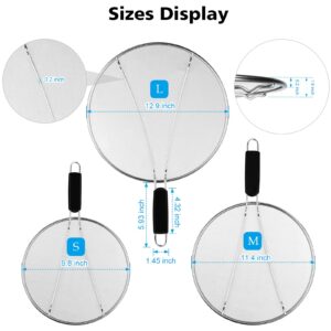 Splatter Screen for Frying Pan 9.8" 11.4" 13", Grease Splatter Guard Hot Oil Splatter Guard, Stainless Steel Fine Mesh Splash Guard with Resting Feet, Shield Grease for Cooking to Prevent Oil Splatter