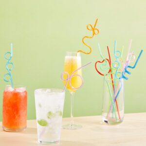 100 Pack Loopy Crazy Plastic Straws for Kid's Birthday Party, Classroom Celebration