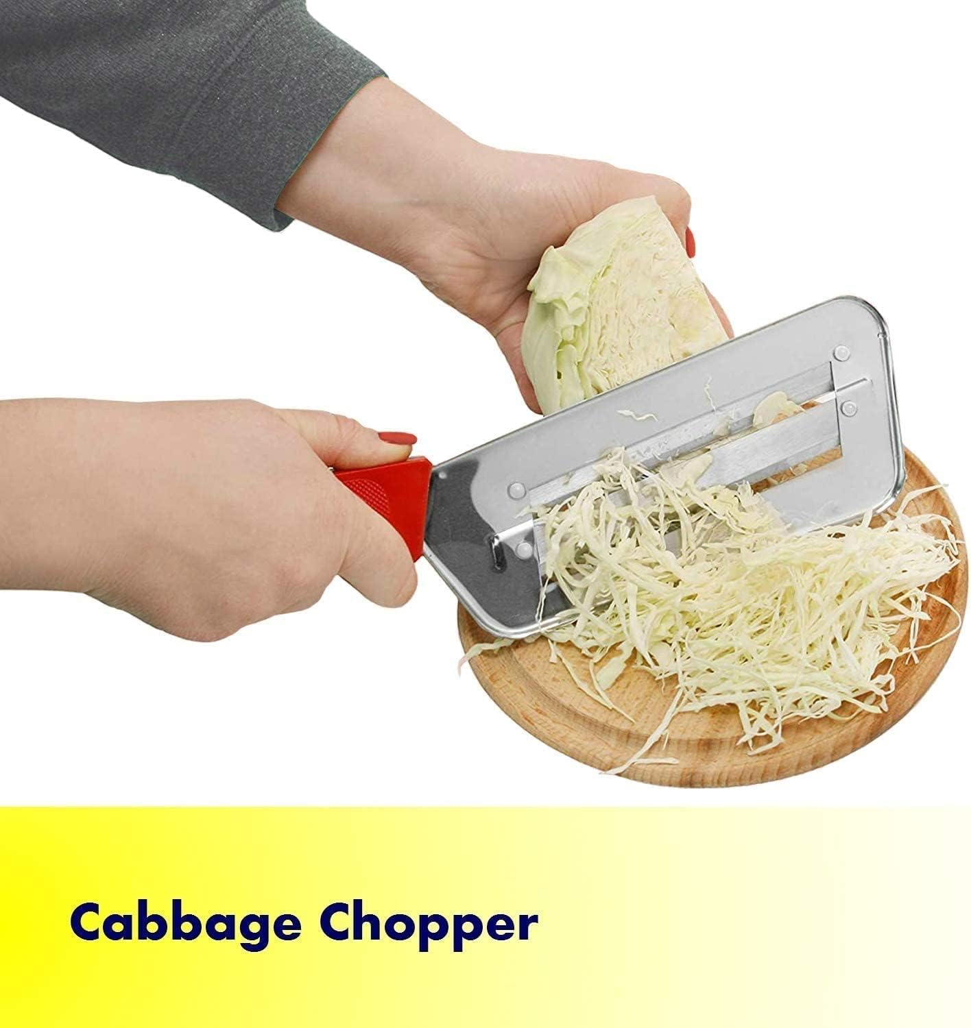 YukaBa Cabbage Kitchen Knife Slicer Chopper Shredder Sauerkraut Cutter Coleslaw Grater (Red-A)