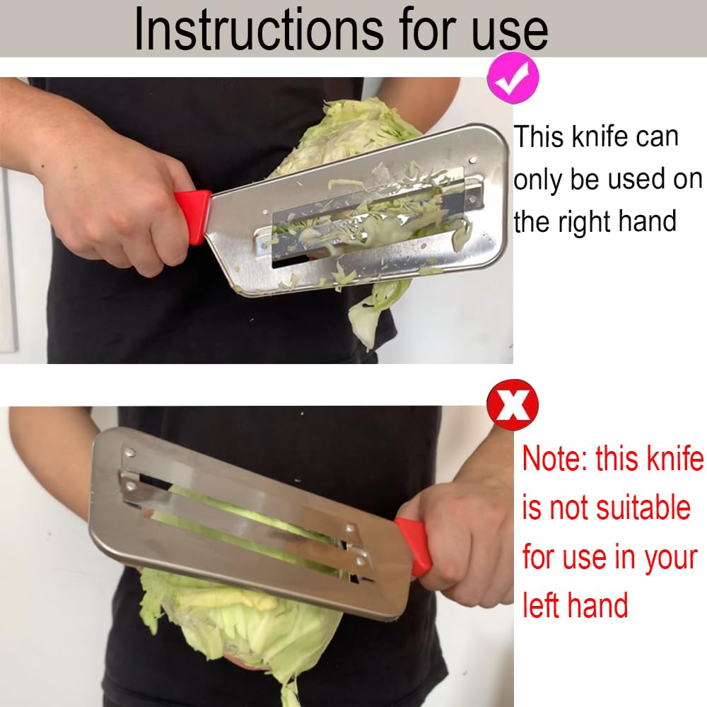 YukaBa Cabbage Kitchen Knife Slicer Chopper Shredder Sauerkraut Cutter Coleslaw Grater (Red-A)