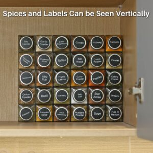 MIUKAA 49-Pack Cube Glass Spice Jars with 372 Labels, 49 Shakers, Lids, 4.5 oz Empty Square Spice Bottle, Reusable Clear Kitchen Spice Storage Containers