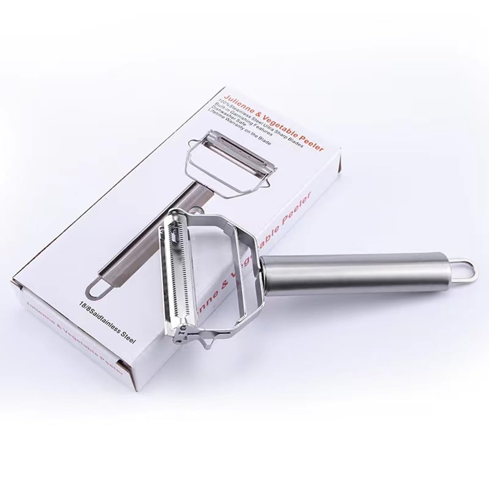 Vegetable Peeler，SZYIKUER Stainless Steel 2 in 1 Julienne Vegetable Peeler Perfect for Carrot Potato Melon Gadget Vegetable Fruit