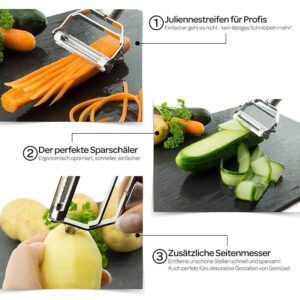 Vegetable Peeler，SZYIKUER Stainless Steel 2 in 1 Julienne Vegetable Peeler Perfect for Carrot Potato Melon Gadget Vegetable Fruit