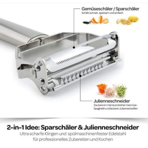 Vegetable Peeler，SZYIKUER Stainless Steel 2 in 1 Julienne Vegetable Peeler Perfect for Carrot Potato Melon Gadget Vegetable Fruit