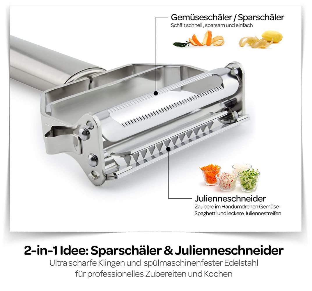 Vegetable Peeler，SZYIKUER Stainless Steel 2 in 1 Julienne Vegetable Peeler Perfect for Carrot Potato Melon Gadget Vegetable Fruit