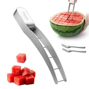 watermelon slicer choxila,stainless steel watermelon cutter cool watermelon knife fun watermelon cutting tool with 2pcs forks