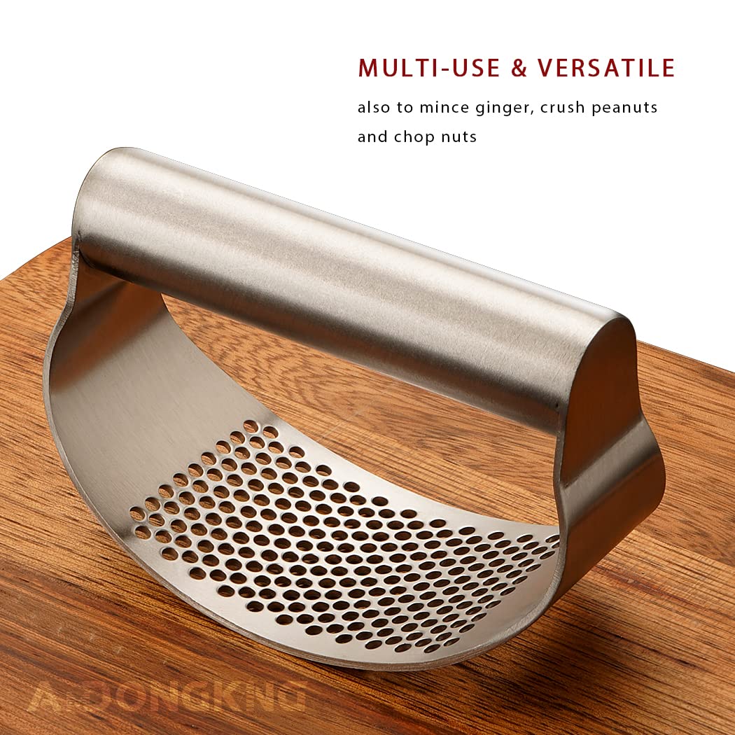 Garlic Press Rocker, Stainless Steel Garlic Crusher Mincer with Bottle Opener(Color Random)