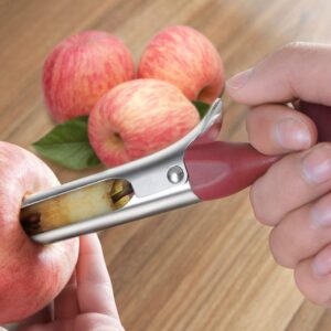 Asdirne Premium Apple Corer, Food-Grade Stainless Steel Blade, Sturdy Ergonomic Handle, Easy to Use, Sharp and Durable, for Removing Cores of Apples and Pears, 6.9Inch, Red