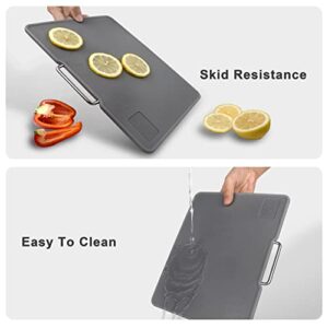 FIVETAS Cutting Boards For Kitchen Dishwasher Safe,Set Of 3 With Holder,Plastic Cutting Boards With Easy-Grip Handles.Garlic Grinding Area. BPA Free,Non-Porous Non-Slip Feet…