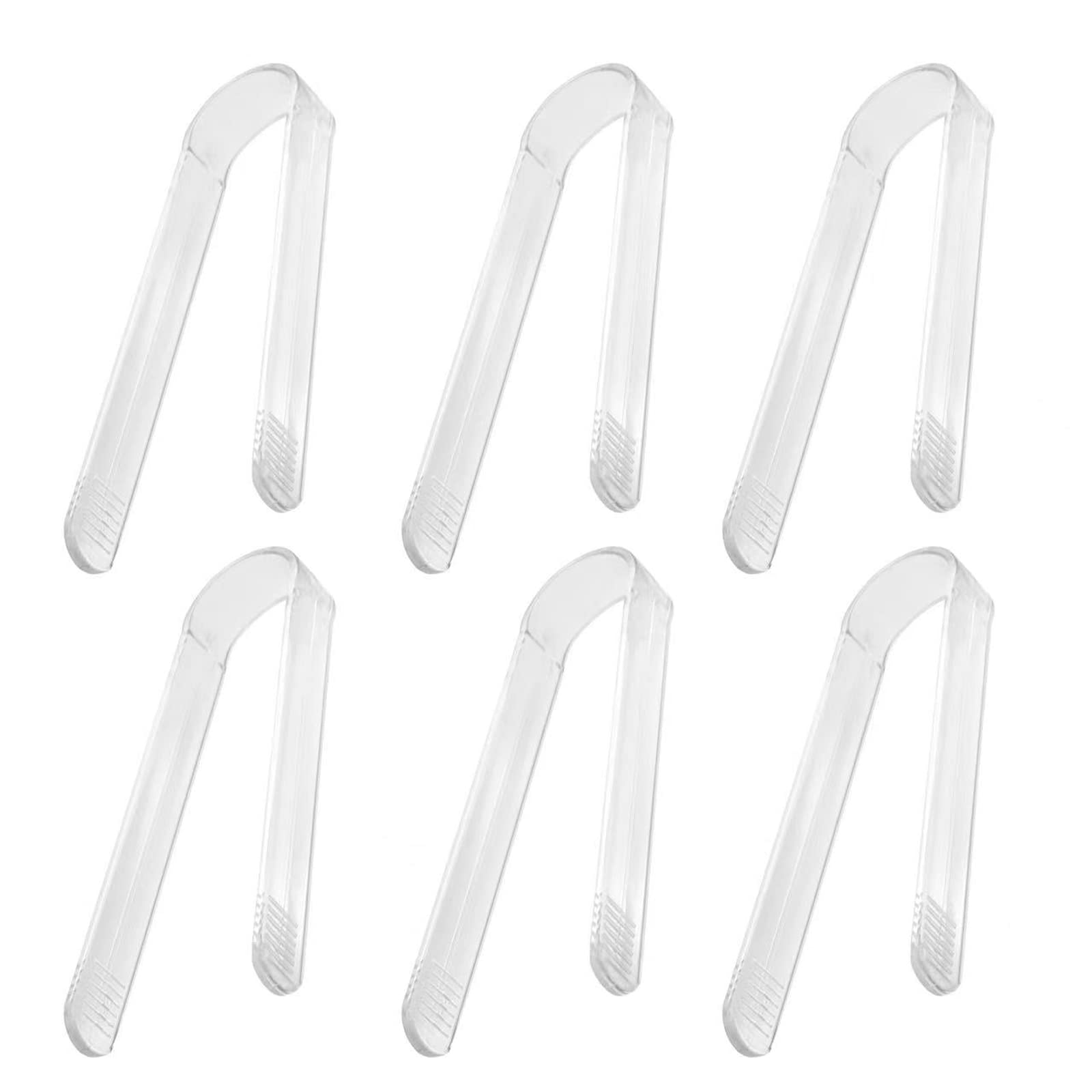 6 Packs of Plastic Buffet Serving Tongs,6.3 Inch Mini Clear Tongs for Appetizers,Serving Food,Ice Cube,Tea,Coffee Party and Jars.