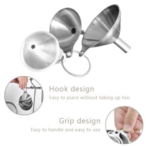 Stainless Steel Funnels for Kitchen,Small Metal Funnels (1.7Inch/ 2.2Inch/ 2.9Inch) No Spilling Food Grade Kitchen Funnels for Essentail Oil, Spices, Flask, Perfume