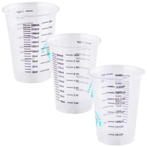 Clever Measure Disposable Mixing Cups Pack of 25 8oz Graduated Clear Plastic Measuring Cups Multipurpose Mixing Resin Epoxy Paint Stain Art Supplies Cooking & Baking Calibrated Measurements in ML & OZ