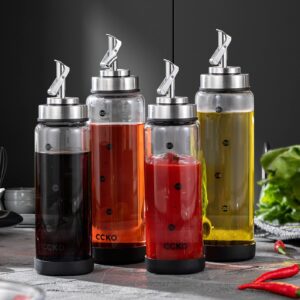 Glass Olive Oil Dispenser Bottle Shatterproof and Leakproof with Stainless Steel Spouts High Temperature Resistant 17oz Cooking Oil and Vinegar Cruet Dispenser