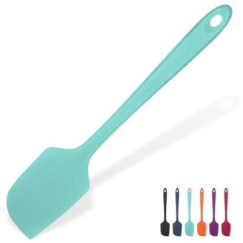 Heat Resistant Silicone Large Spatula: U-Taste 600ºF High Heat Flexible 11.38in Silicon Mixing Stirring Cooking Scraping Baking Bowl Scraper Seamless Spreader for Kitchen Nonstick Cookware (Aqua Sky)