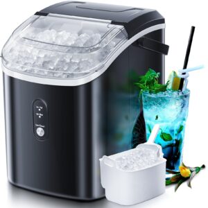 antarctic star countertop ice maker portable ice machine with handle,self-cleaning ice makers, 26lbs/24h,s/l, 9 ice cubes ready in 6 mins for home kitchen party bar black