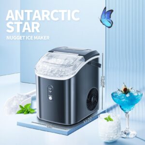 Antarctic Star Countertop Ice Maker Portable Ice Machine with Handle,Self-Cleaning Ice Makers, 26Lbs/24H,S/L, 9 Ice Cubes Ready in 6 Mins for Home Kitchen Party Bar Black