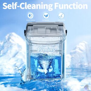 Antarctic Star Countertop Ice Maker Portable Ice Machine with Handle,Self-Cleaning Ice Makers, 26Lbs/24H,S/L, 9 Ice Cubes Ready in 6 Mins for Home Kitchen Party Bar Black