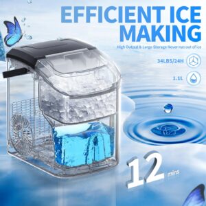 Antarctic Star Countertop Ice Maker Portable Ice Machine with Handle,Self-Cleaning Ice Makers, 26Lbs/24H,S/L, 9 Ice Cubes Ready in 6 Mins for Home Kitchen Party Bar Black