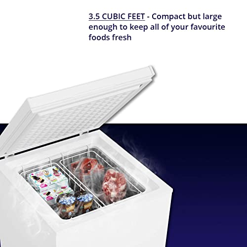 Northair Chest Freezer - 3.5 Cu Ft with 2 Removable Baskets - Reach In Freezer Chest - Quiet Compact Freezer - 7 Temperature Settings - White