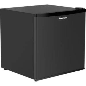 honeywell mini compact freezer countertop, 1.1 cubic feet, single door upright freezer with reversible door, removable shelves, for home, dorms, apartment, office- black