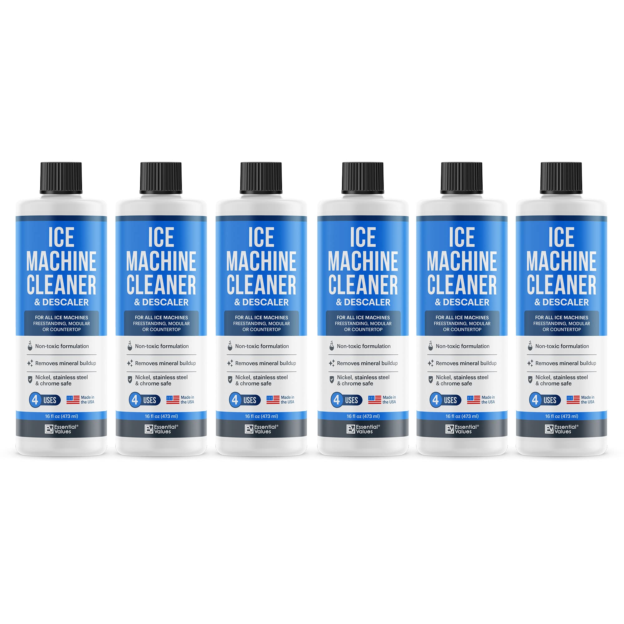 6-Pack Ice Machine Cleaner and Descaler 16 fl oz Nickel Safe Descaler | Ice Maker Cleaner Compatible with All Major Brands (Scotsman, KitchenAid, Affresh, Opal, Manitowoc) - Made in USA