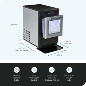 hOmeLabs Chill Pill Countertop Ice Maker - Perfect Ice in 8 to 10 Minutes - 26 Pounds Per Day Production To Keep You Iced Out Of Your Mind